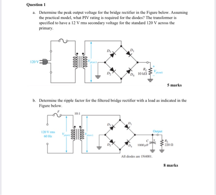Solved Question 1 a. Determine the peak output voltage for | Chegg.com