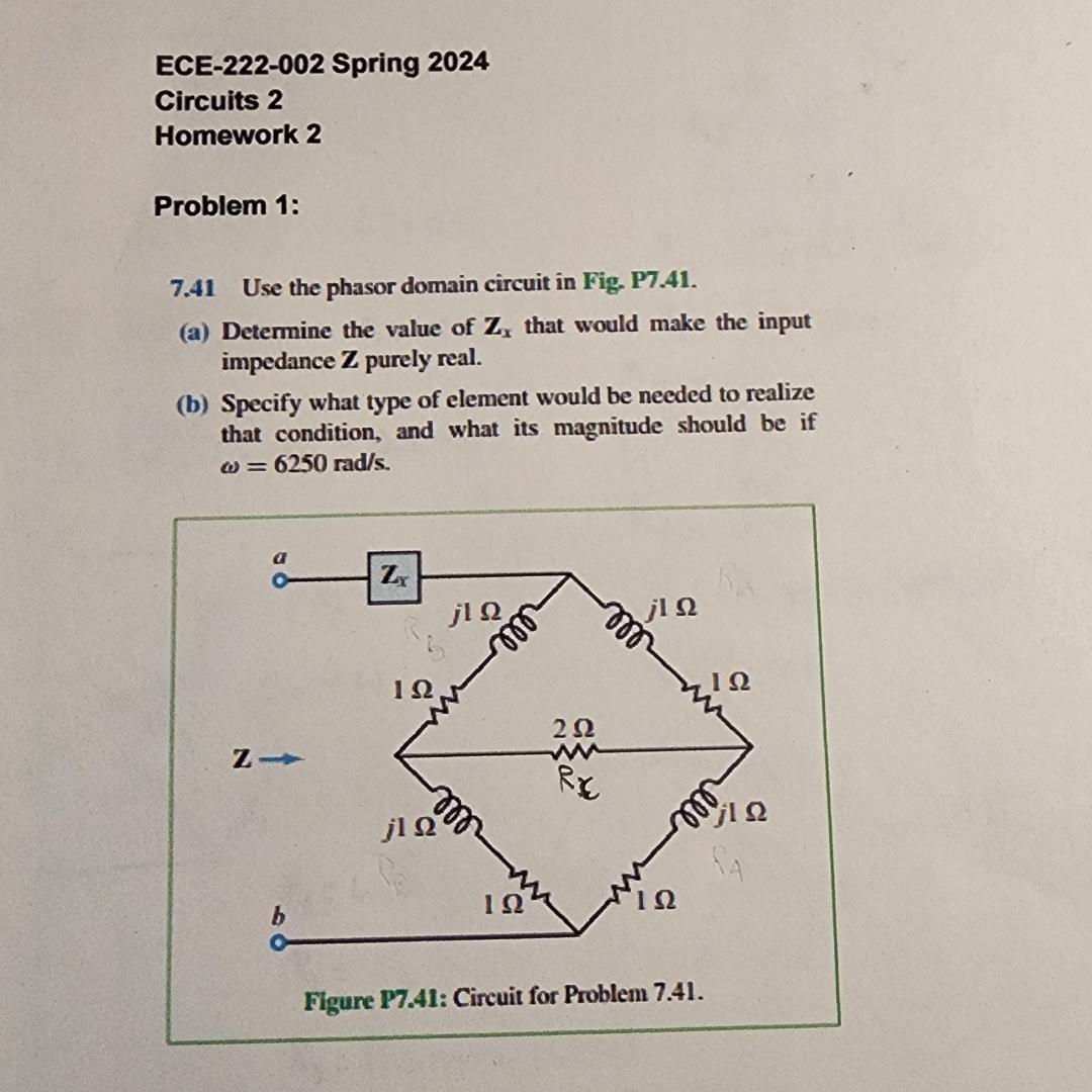 Solved ECE-222-002 ﻿Spring 2024Circuits 2Homework 2Problem | Chegg.com