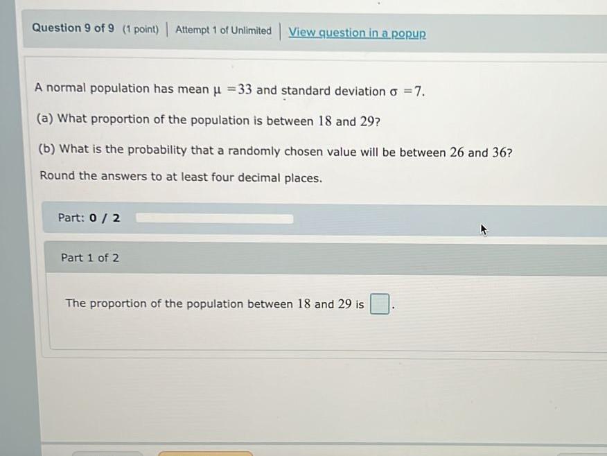 Solved A normal population has mean μ=33 and standard | Chegg.com