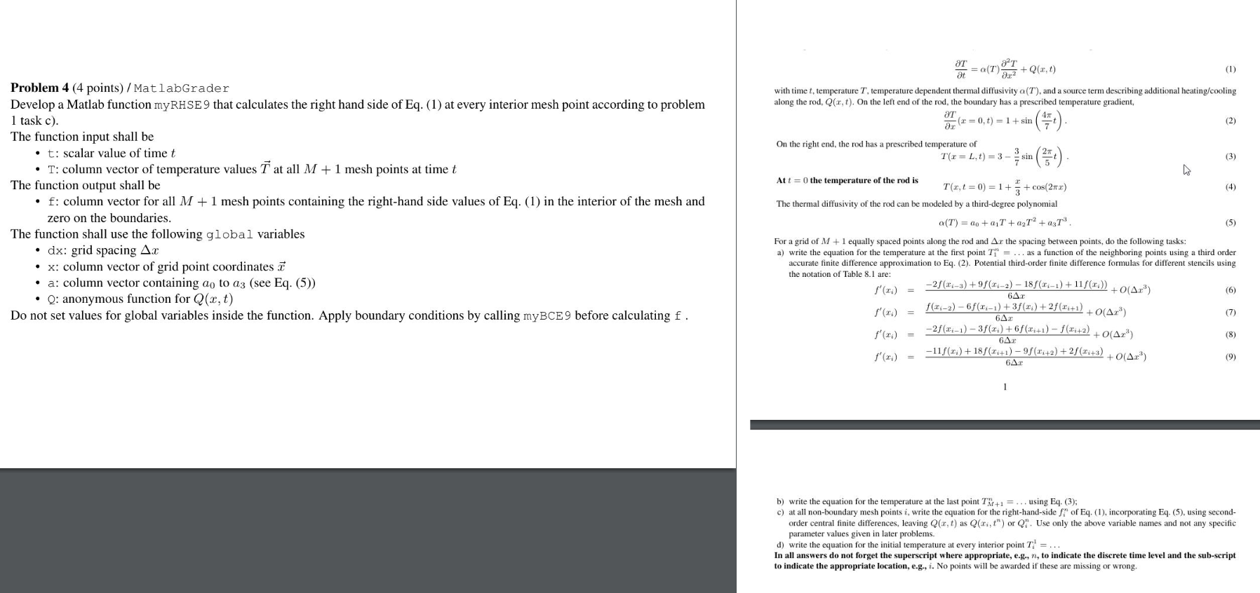 Solved delTdelt=α(T)del2Tdelx2+Q(x,t)with time t, | Chegg.com