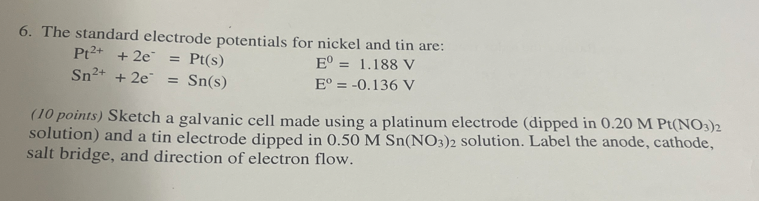 Solved The standard electrode potentials for nickel and tin | Chegg.com
