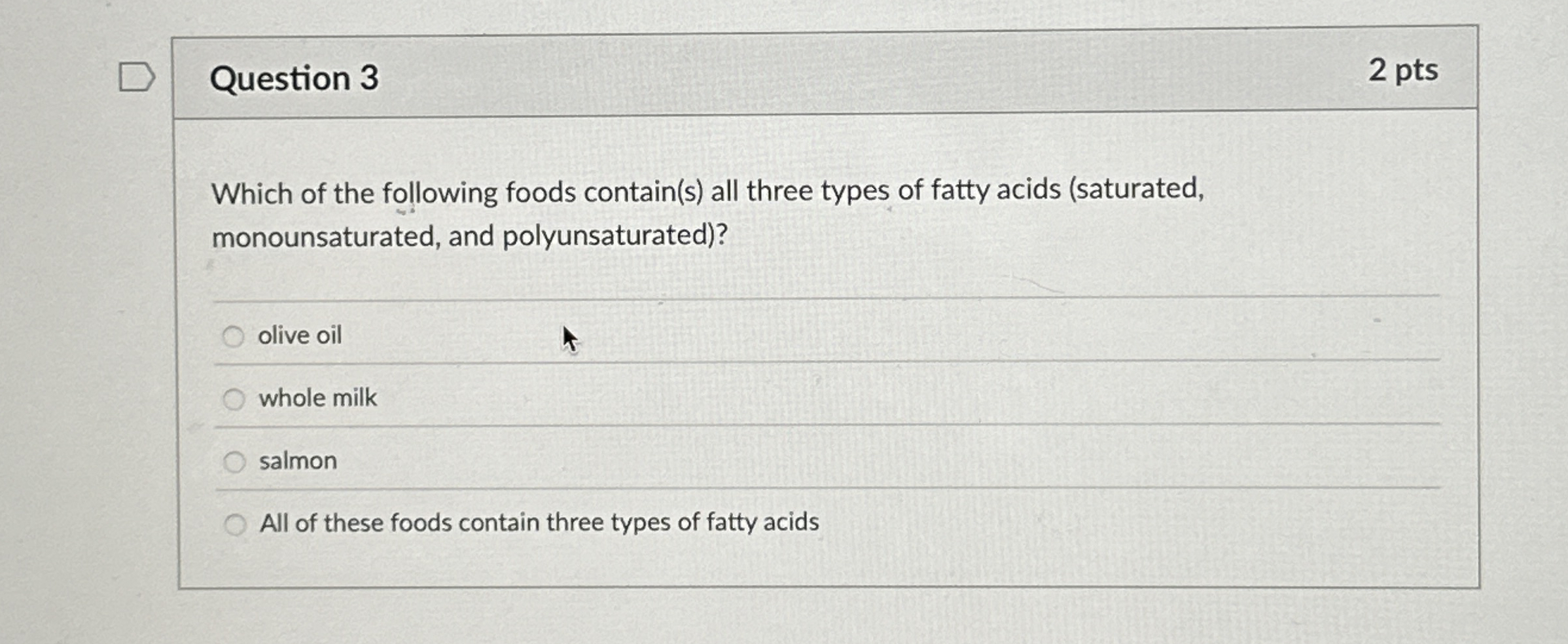 Solved Question 32 ﻿ptsWhich of the following foods | Chegg.com