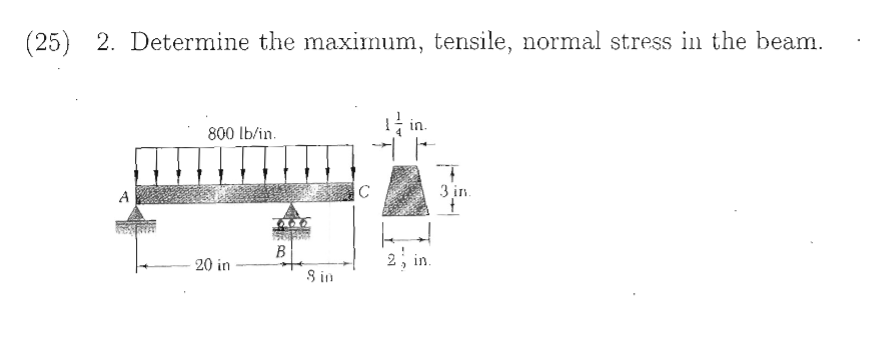 Solved (25) 2. ﻿Determine the maximum, tensile, normal | Chegg.com
