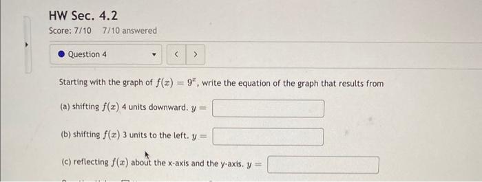 Solved Starting with the graph of f(x)=9x, write the | Chegg.com