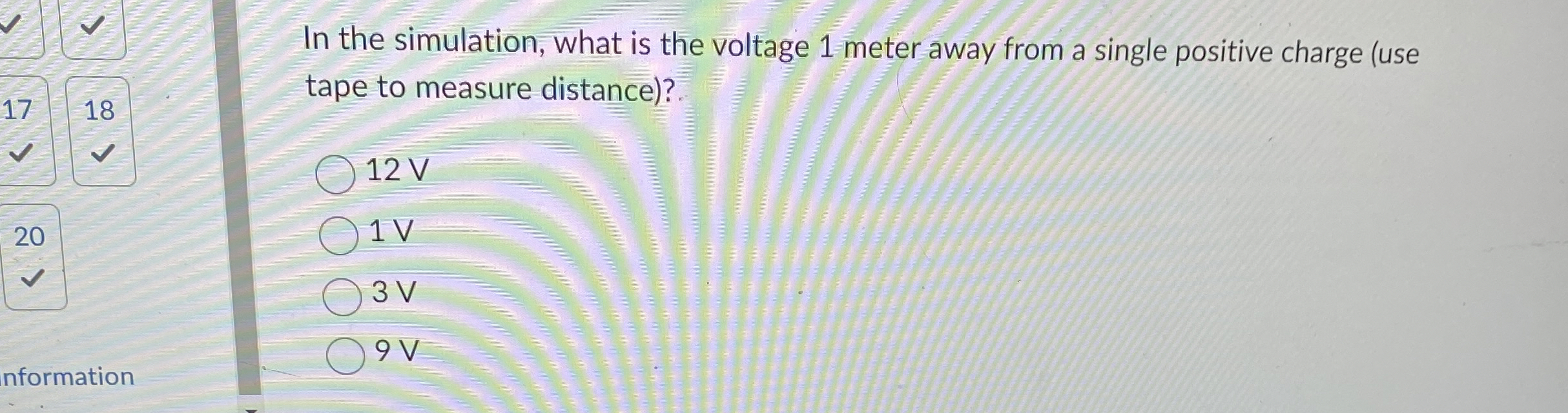 Solved In the simulation, what is the voltage 1 ﻿meter away | Chegg.com