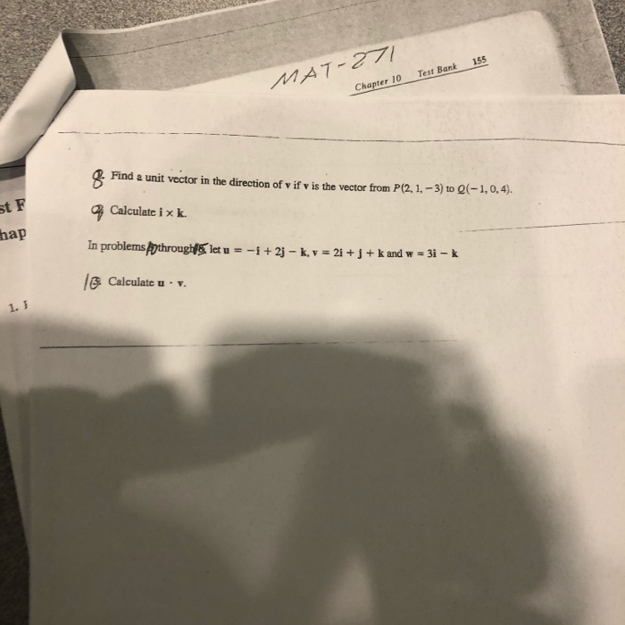 Solved 155 Test Bank MAT-271 Chapter 10 Find a unit vector | Chegg.com