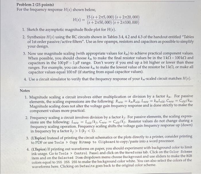 Solved Problem 2 ( 25 points) For the frequency response | Chegg.com
