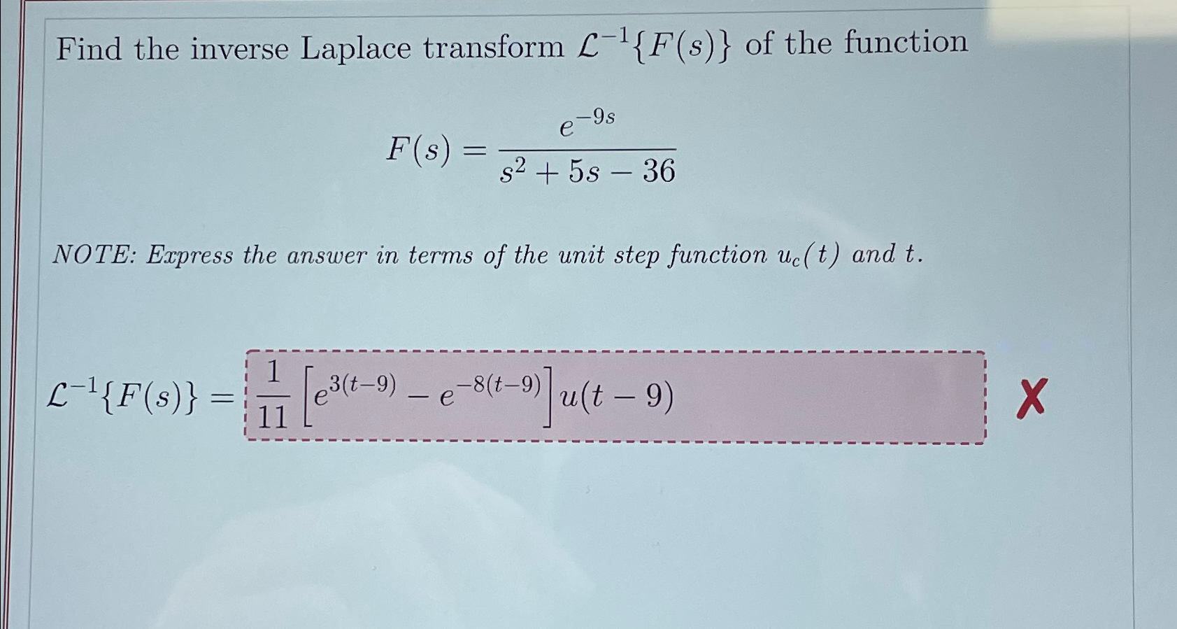 Solved Find the inverse Laplace transform L-1{F(s)} ﻿of the | Chegg.com