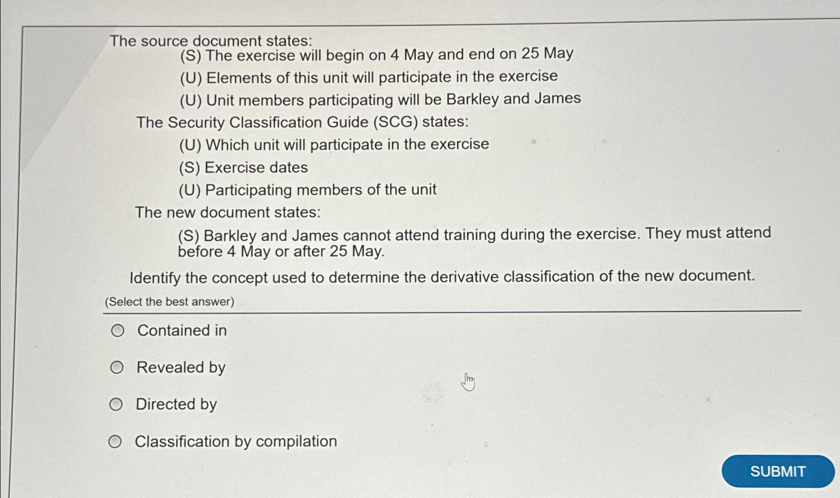 Solved The source document states:(S) ﻿The exercise will | Chegg.com