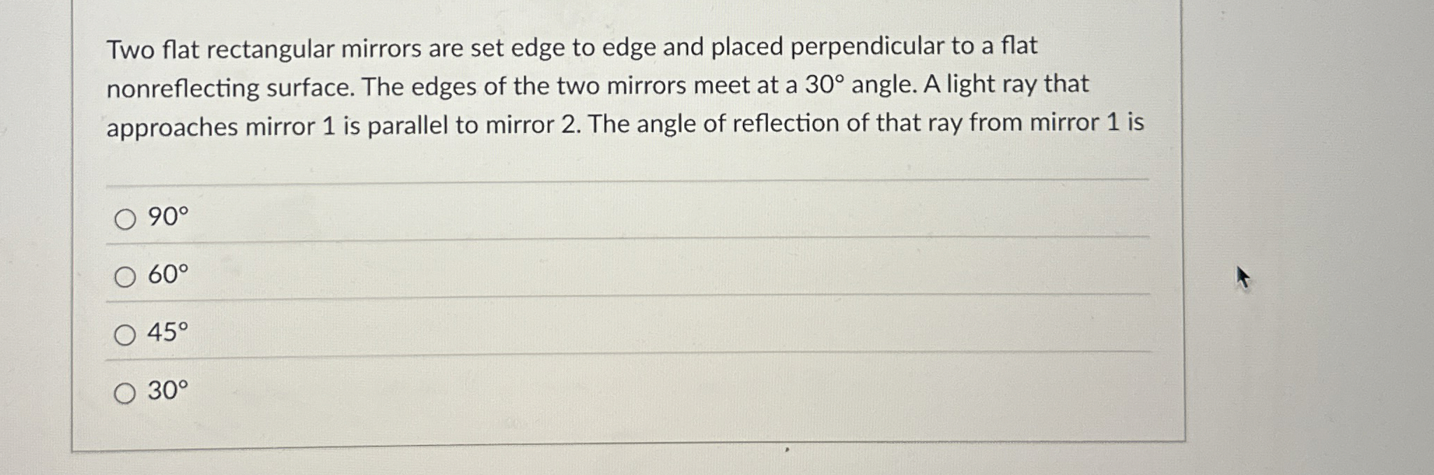 Solved Two flat rectangular mirrors are set edge to edge and | Chegg.com