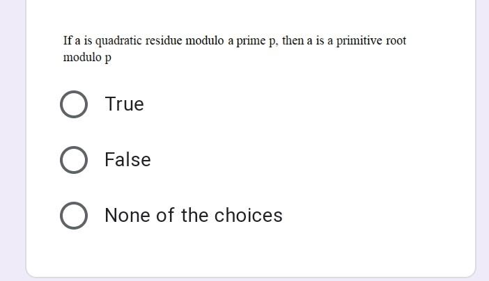 Solved If a is quadratic residue modulo a prime p. then a is | Chegg.com