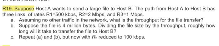 Solved R19. Suppose Host A wants to send a large file to | Chegg.com