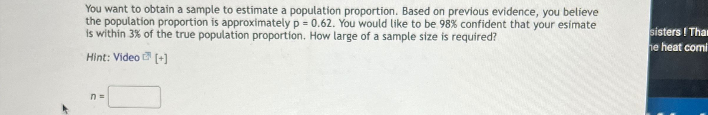 Solved You want to obtain a sample to estimate a population | Chegg.com