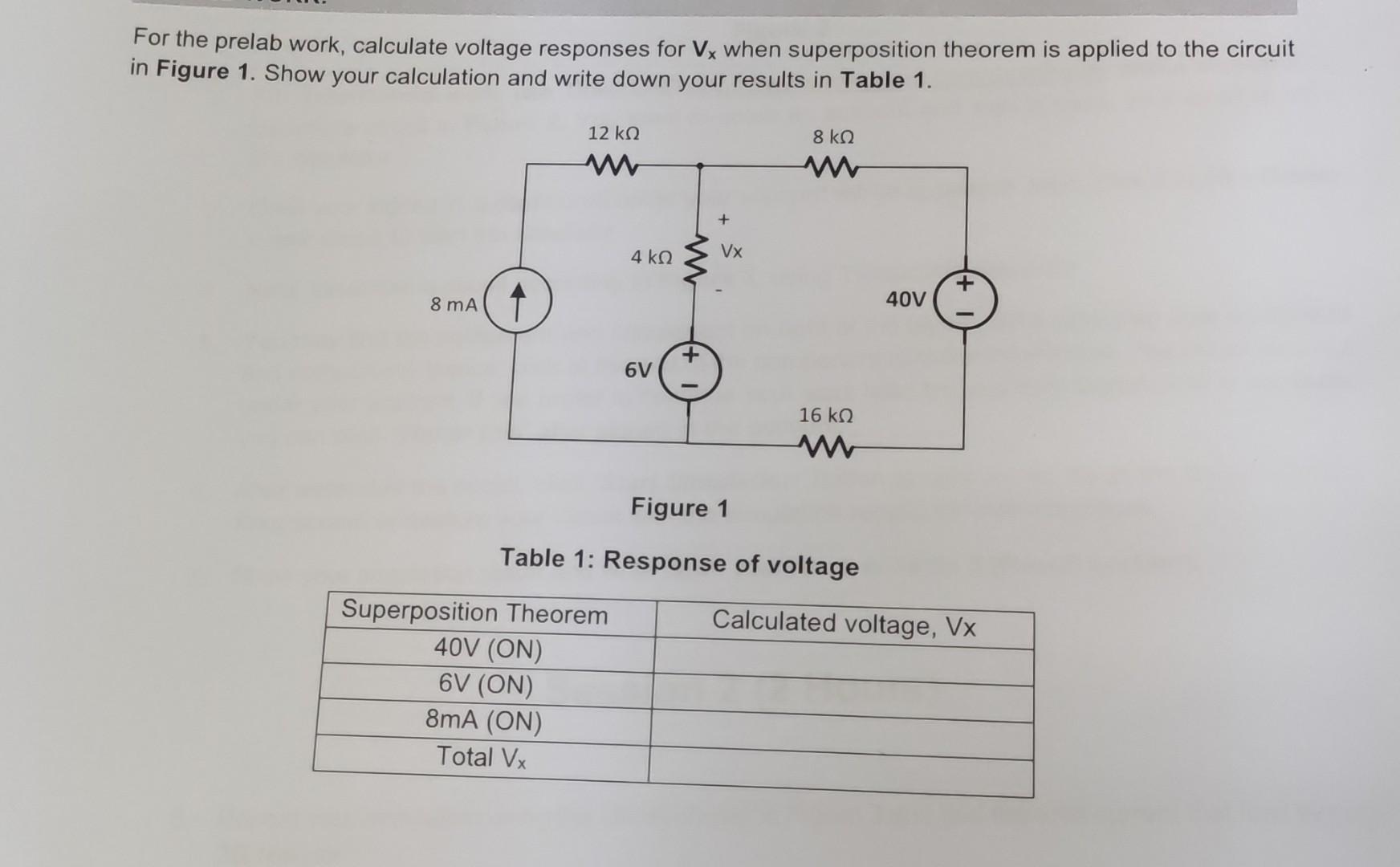 Solved For the prelab work, calculate voltage responses for | Chegg.com