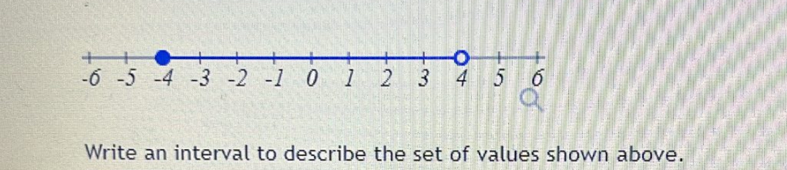 Solved Write an interval to describe the set of values shown | Chegg.com