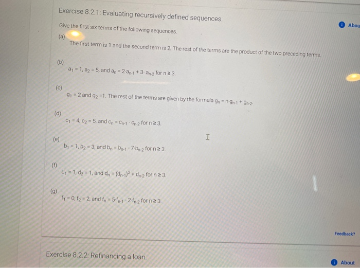 Solved Exercise 8.2.1: Evaluating recursively defined | Chegg.com