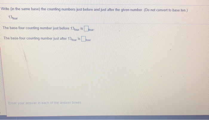 Solved Write (in the same base) the counting numbers just | Chegg.com