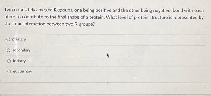 Solved Two oppositely charged R-groups, one being positive | Chegg.com