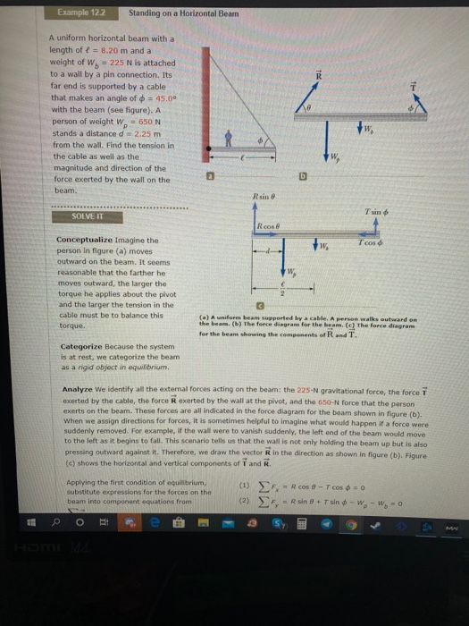 Solved Example 12.2 Standing on a Horizontal Beam A uniform | Chegg.com