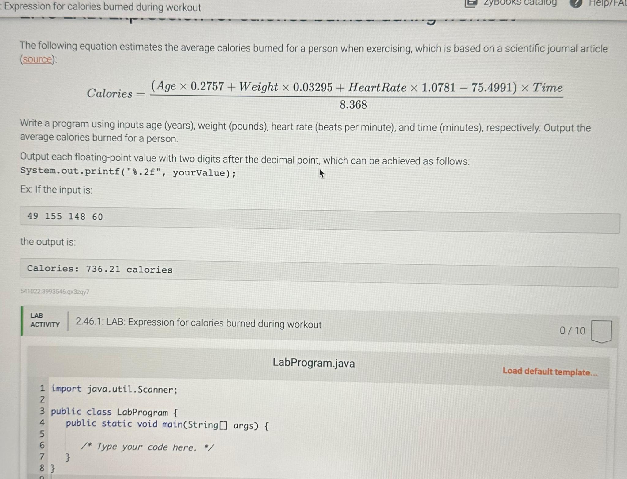 Solved : Expression for calories burned during workoutThe | Chegg.com