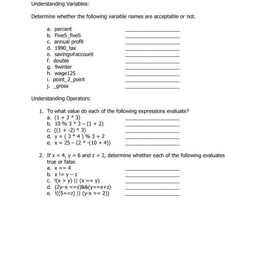 Understanding Variables: Determine whether the | Chegg.com
