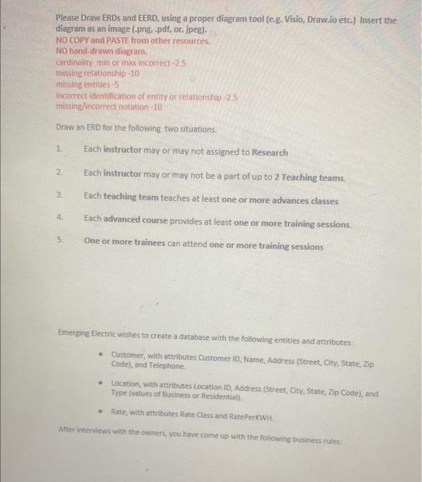 Solved Please Draw ERDs and EERD, using a proper diagram | Chegg.com