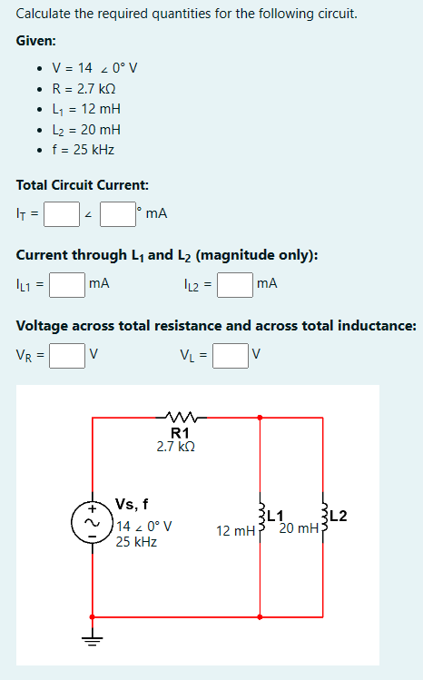 Solved Calculate the required quantities for the following | Chegg.com