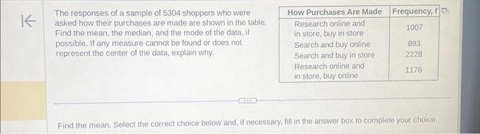 Solved The responses of a sample of 5304 shoppers who were | Chegg.com