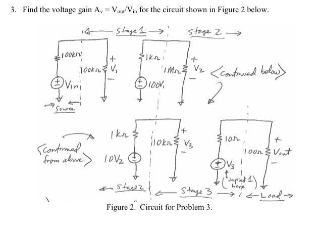 Solved 3. Find the voltage gain Av=Vout /Vin for the | Chegg.com
