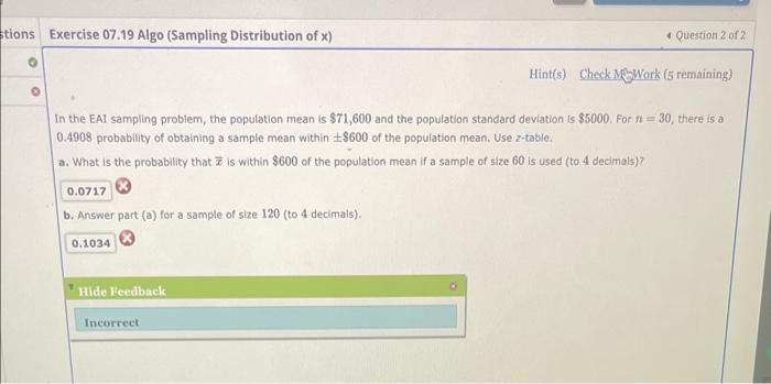 Solved In the EAl sampling problem, the population mean is | Chegg.com