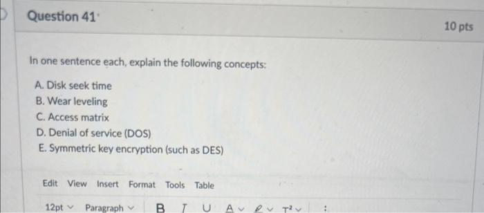 Solved In one sentence each, explain the following concepts: | Chegg.com