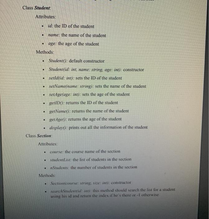 Solved Lab 1: Array of Objects Student - id : int name : | Chegg.com