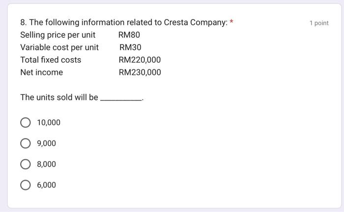 Solved 8. The following information related to Cresta | Chegg.com