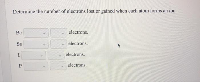 Solved Determine the number of electrons lost or gained when | Chegg.com