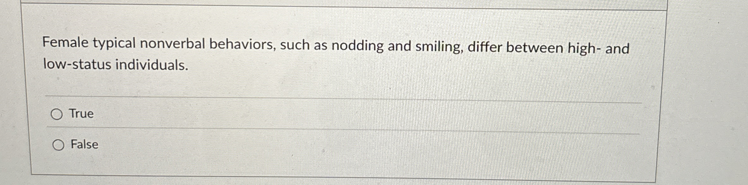 High Quality SOLUTION Female typical nonverbal behaviors, such as nodding | Chegg.com