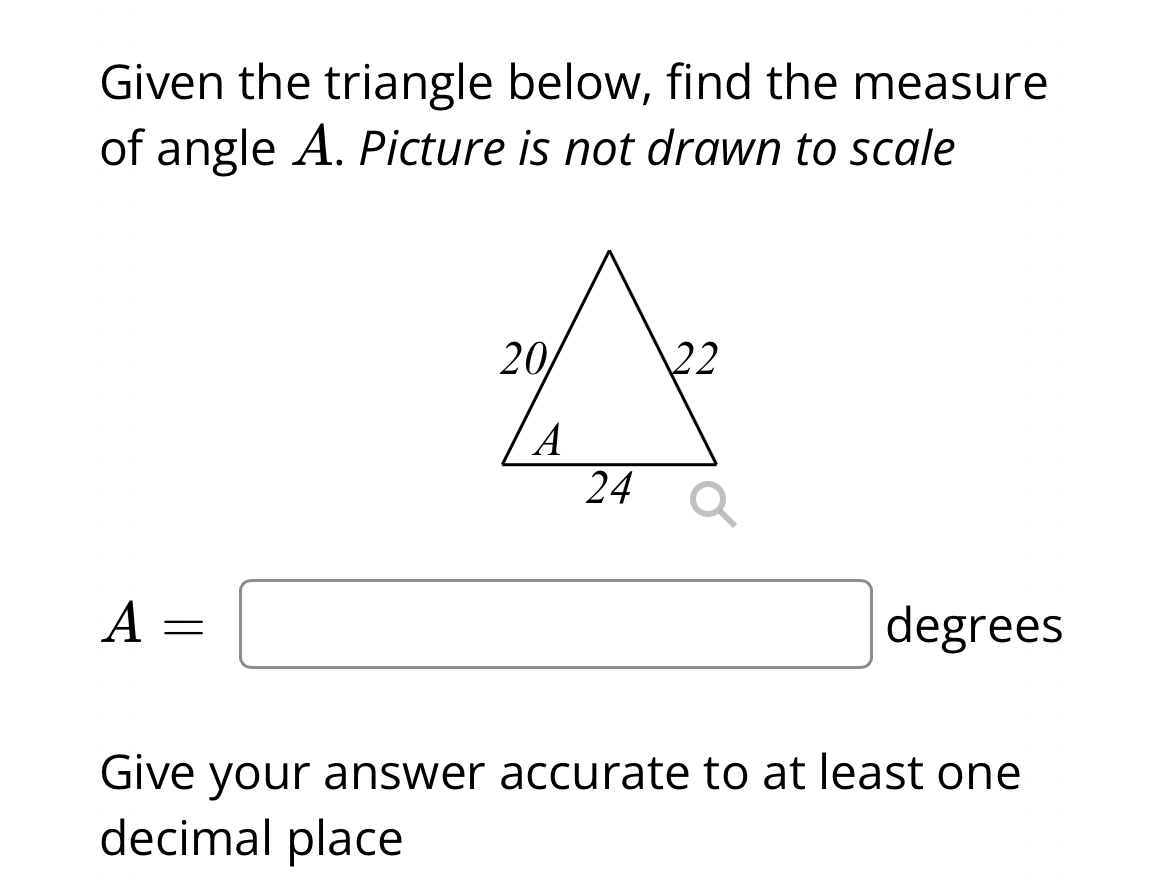 Solved Given the triangle below, find the measure of angle | Chegg.com