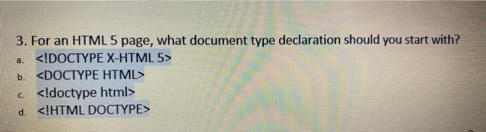 Solved A 3 For An Html 5 Page What Document Type