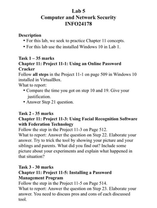 Lab 5 Computer and Network Security INFO24178 | Chegg.com