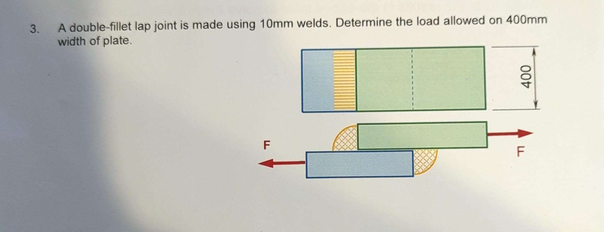 Solved 3. A double-fillet lap joint is made using 10 mm | Chegg.com