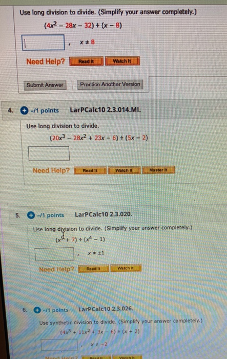Solved Use long division to divide (Simplify your answer | Chegg.com