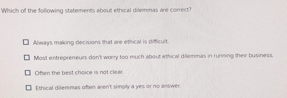 Solved Which of the following statements about ethical | Chegg.com