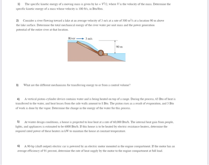 Solved 1) The specific kinetic energy of a moving mass is | Chegg.com
