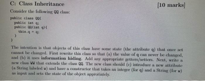 Solved C Class Inheritance 10 Marks Consider The