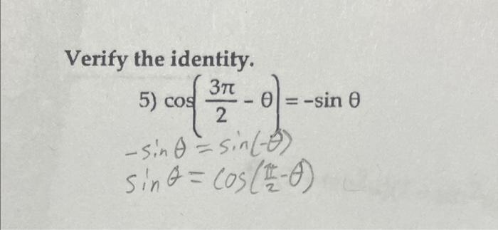 Solved Verify the identity. 5) | Chegg.com