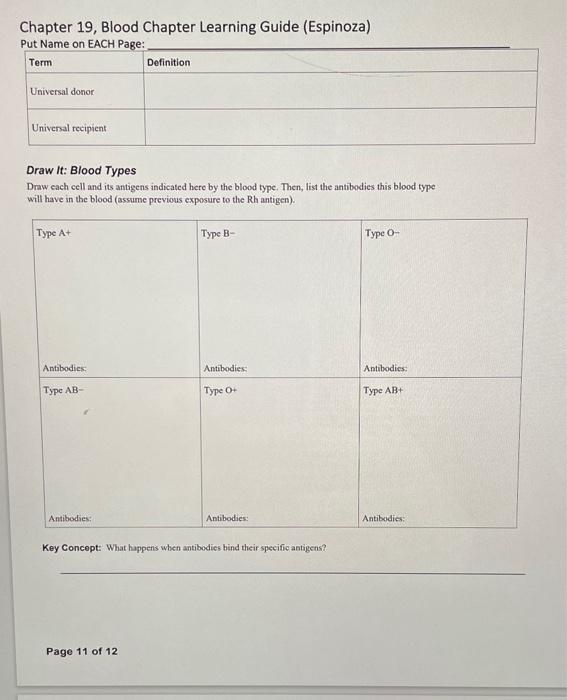 Solved Chapter 19, Blood Chapter Learning Guide (Espinoza) | Chegg.com