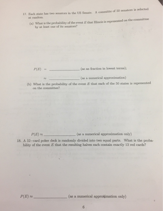 Solved 17. Each state has two senators in the US Senate. A | Chegg.com
