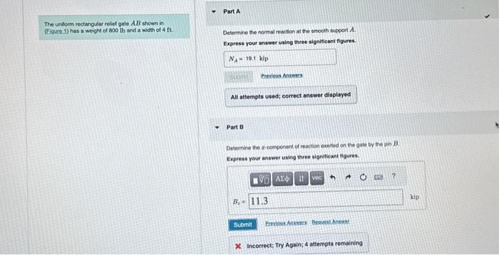 Solved The unilorm rectangular relet gate AB shown in | Chegg.com