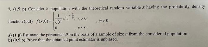 Solved 7. (1.5 p) Consider a population with the theoretical | Chegg.com