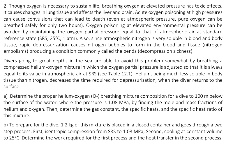 Solved Though oxygen is necessary to sustain life, breathing | Chegg.com