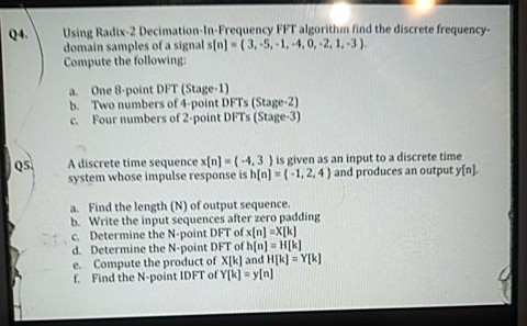 Q4. Using Radix 2 Decimation-In-Frequency FFT | Chegg.com